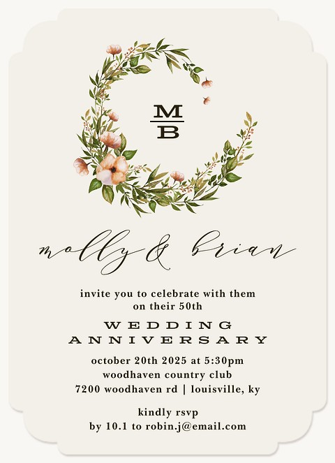 Spring Wreath | Wedding Anniversary Invitations