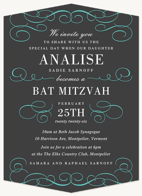 Graceful Flourish | Bat Mitzvah Invitations
