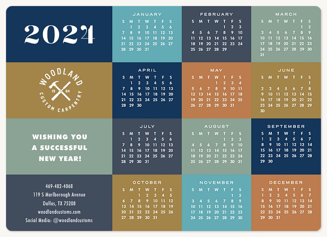 Retro Colorblock | Holiday & Christmas Magnet Cards