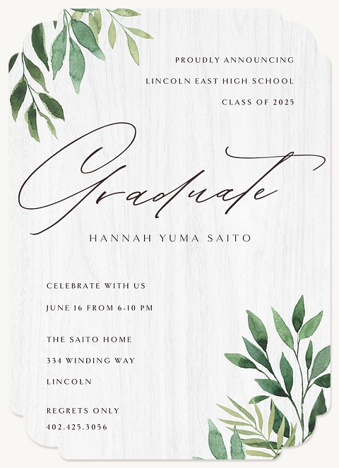 Watercolor Greenery | Graduation Invitations